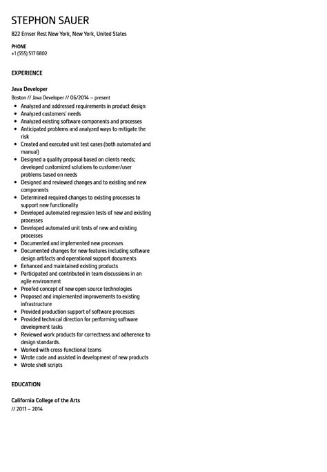 Java Developer Resume Sample Velvet Jobs