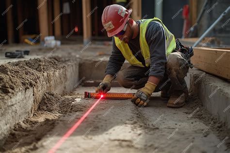 Construction Worker Using A Laser Level For Accurate Alignment Premium Ai Generated Image