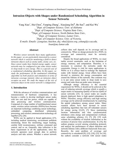 Pdf Intrusion Objects With Shapes Under Randomized Scheduling Algorithm In Sensor Networks