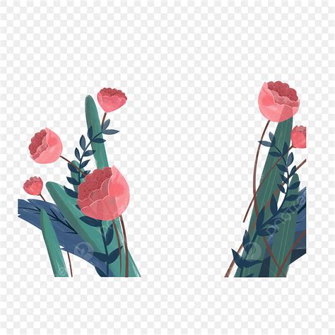 Plant Element Png Image Flower Plant Element Design Red Flower Flower Plant Png Image For