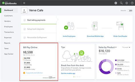 Online Bill Pay Dashboard Widget