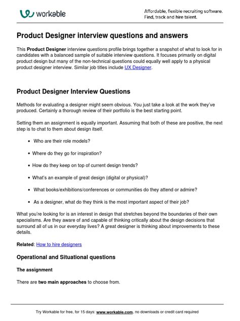 Product Designer Interview Questions Pdf Design Thought