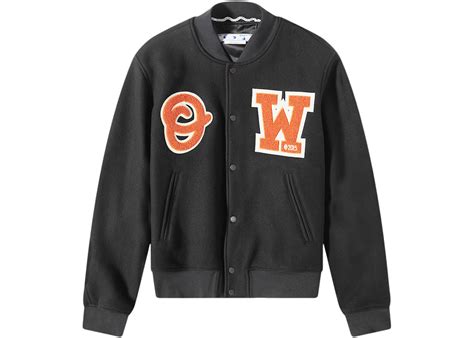 Off White Ow Patch Varsity Jacket Blackorange Mens Us