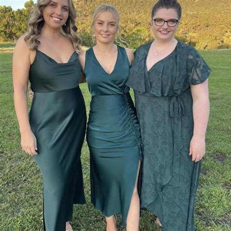 Bhldn Satin Forest Green Slip Dress Worn Once For Depop