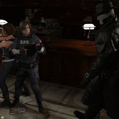 Jill Valentine Leonsk Vs Nemesis Mr X In Rpd V1 3d Render