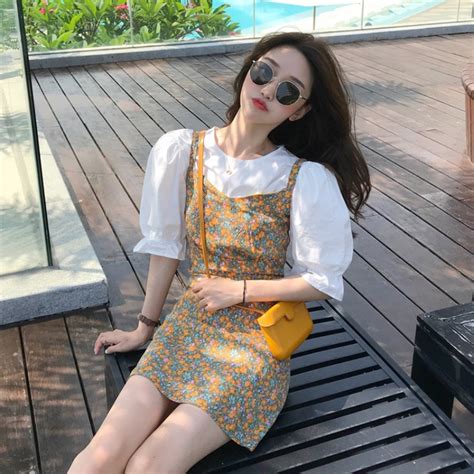 세트구성 썸머 플라워 퍼프 소매 러블리 슬림 여리 핏좋은 뷔스티에 A라인 하트넥 꽃무늬 플로랄 미니 원피스 투피스 세트