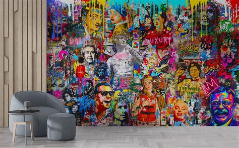 Colorful Pop Art Graffiti Wallpaper Urban Street Style Wall Mural