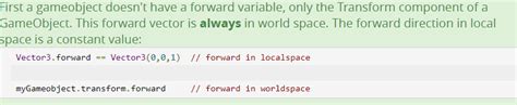 Does Vector3forward Give The Local Direction Or World Direction Runity3d