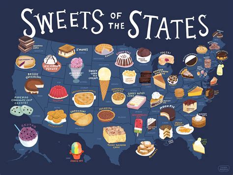Sweets Of The States Illustrated Map By Cynthia Jacquette — Cynthia