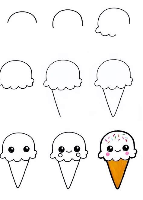 How To Draw An Ice Cream In 9 Steps 1 Ice Cream Cone Drawing Draw