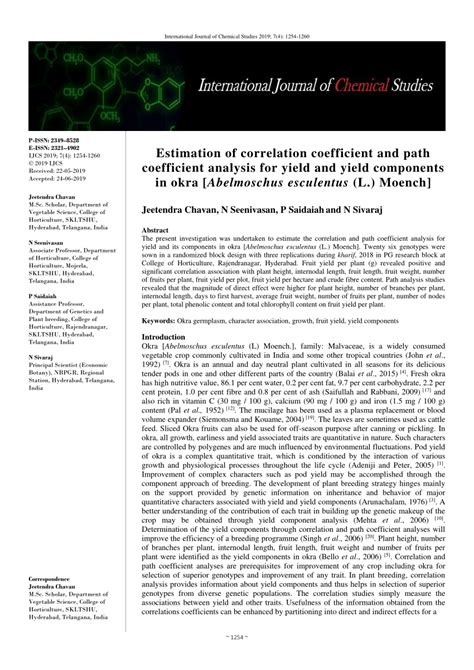 Pdf Estimation Of Correlation Coefficient And Path Coefficient Analysis For Yield And Yield