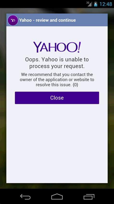 Authentication Unable To Login For Yahoo Using Oauth In Android