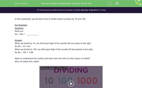Division With Decimals Divide By And Worksheet EdPlace