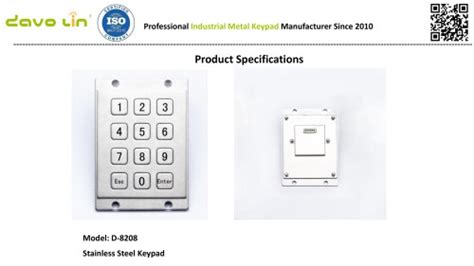 D 8203 Metal Keypad Data Sheet Shenzhen Davo Electronics Co Ltd