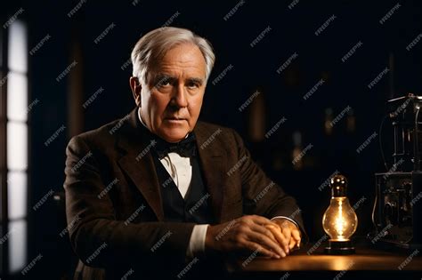 토마스 에디슨의 전기 발명가이자 혁신가 토마스 에디슨의 발명 에디슨 전구 Tho 프리미엄 사진