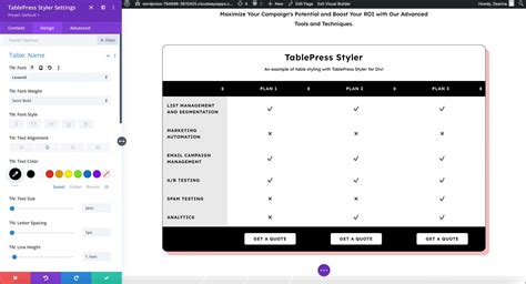 Divi Product Highlight TablePress Styler
