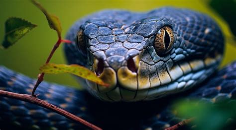 Closeup Of Snnake Snake In Wild Nature Snake In The Forest Closeup Of