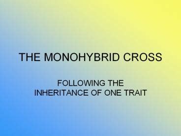 THE MONOHYBRID CROSS Presentation Free To Download