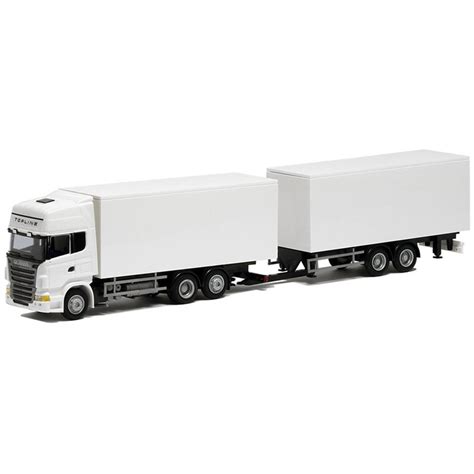 Herpa Exclusive Bm000415 Bil And Släp Scania R Topline Vit Omärkt Awm