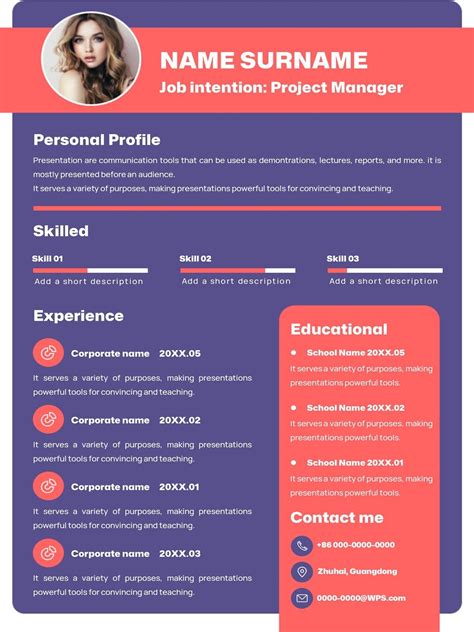 Word Of Indigo Red Project Manager Resume Docx Wps Free Templates