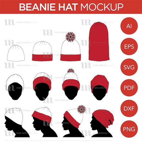 Winter Hat Vector Mockup Beanie Toque Knit Winter Hats Masterbundles