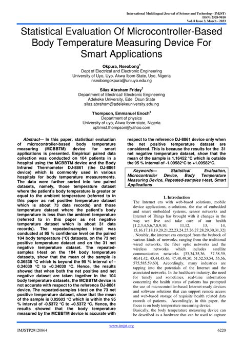 Pdf Statistical Evaluation Of Microcontroller Based Body Temperature Measuring Device For