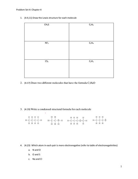 Recitation Problem Set Problem Set Chapter Draw The Lewis Structure For