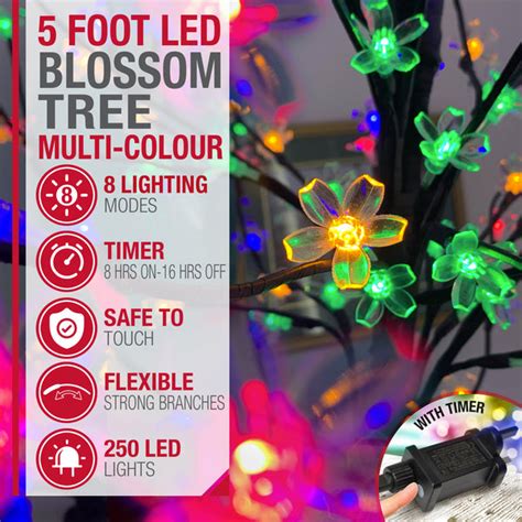Cherry Blossom Multi Colour Led Tree With Timer Very Merry Uk