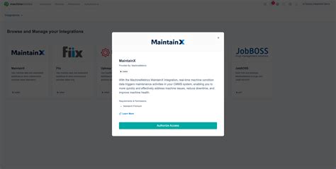 Integrations Page Settings MachineMetrics