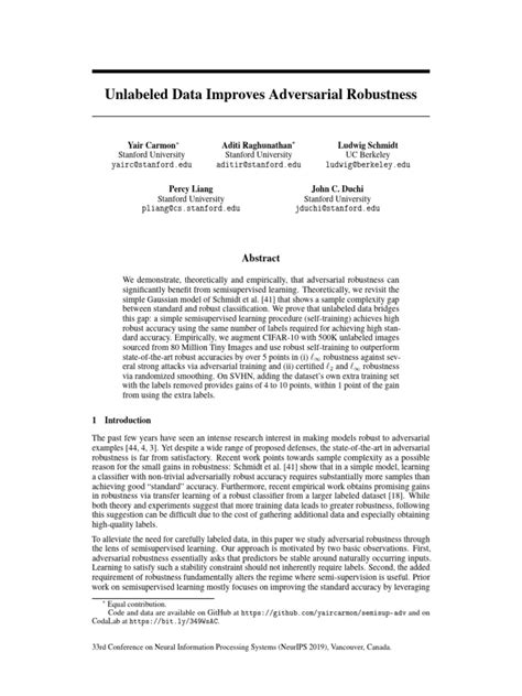 neurips 2019 unlabeled data improves adversarial robustness paper pdf