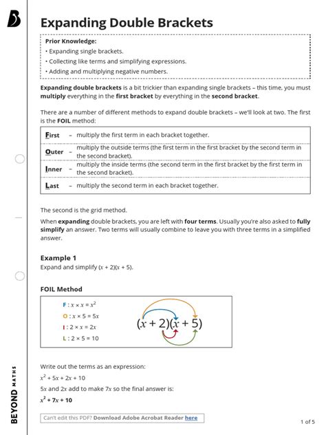 Expanding Double Brackets Interactive Pdf Multiplication