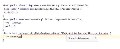 Proguard Rule Unresolved Class Name Combumptechglideloaddata