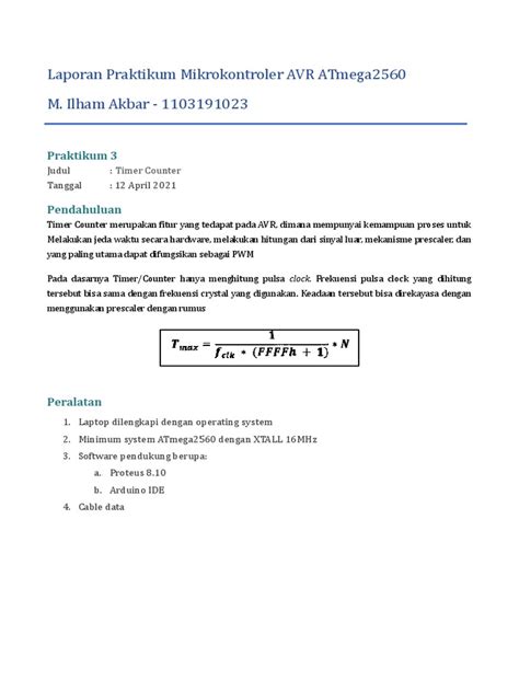 laporan timer counter pada mikrokontroller atmega 2560 pdf