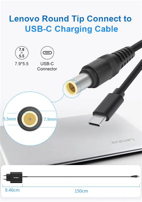 Kingma 65w Gan Usb C Fast Pd Charger With 7 9 5 5mm Round Tip Connect To Usb C Charging Cable