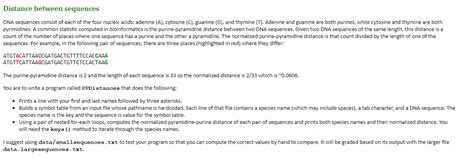 Solved Distance Between Sequences Dna Sequences Consist Of