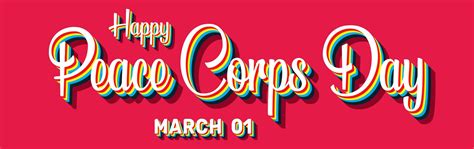 Premium Vector Happy Peace Corps Day March 01 Calendar Of March Retro