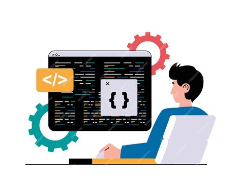 premium vector programming software concept with character situation