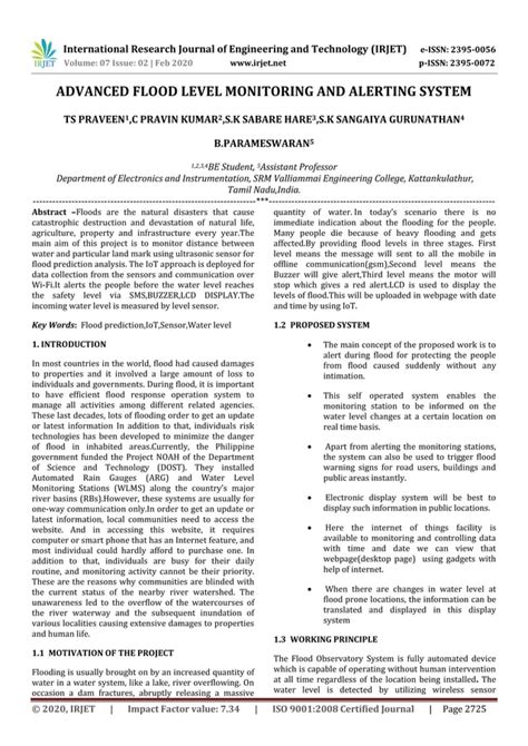 irjet advanced flood level monitoring and alerting system pdf