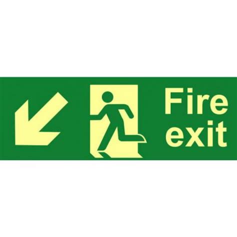 Fire Exit Man Arrow Downleft Sign Spc17081 Fire Safety Signs