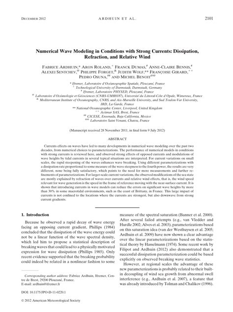 Pdf Numerical Wave Modeling In Conditions With Strong Currents