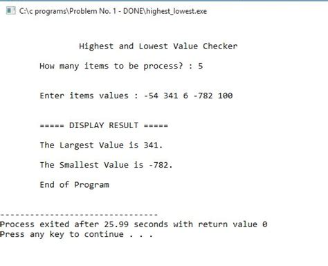 Highest And Lowest Value Checker Using C Language Free Computer
