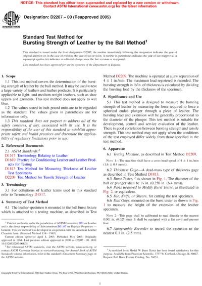 ASTM D Standard Test Method For Bursting Strength Of Leather By The Ball Method