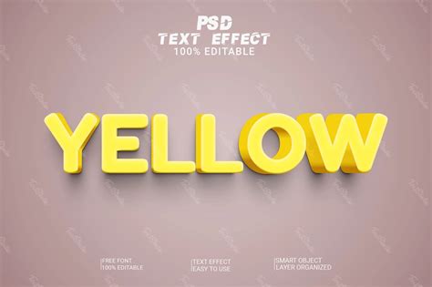 Yellow 3d Font Style Effect Free Photoshop Psd File