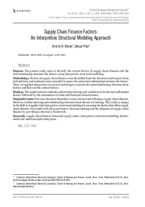 Pdf Supply Chain Finance Factors An Interpretive Structural Modeling Approach