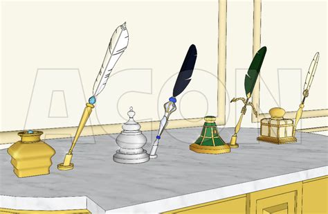 깃털펜과 잉크병 모음