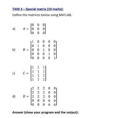 Solved Define The Matrices Below Using Matlab A