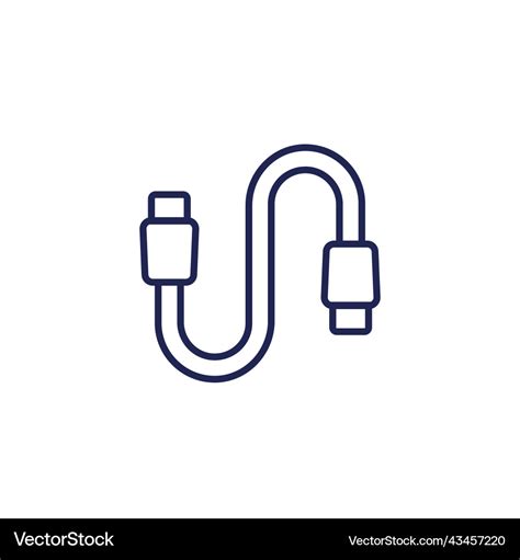 Usb Cable Line Icon Type C Connector Royalty Free Vector