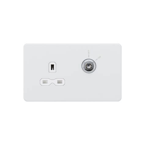 Matt White 13a Dp Key Lockable Socket 2g Plate With White Insert Sfr9lockmw United