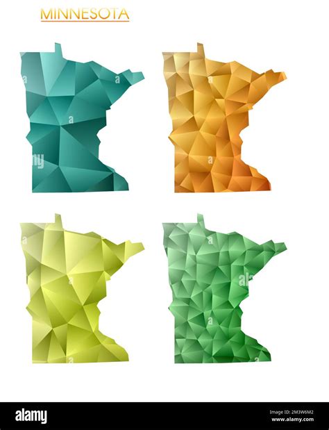 Set Of Vector Polygonal Maps Of Minnesota Bright Gradient Map Of Us