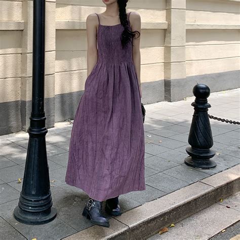 스모크 밴딩 스퀘어넥 나시 롱원피스 Ag116196o